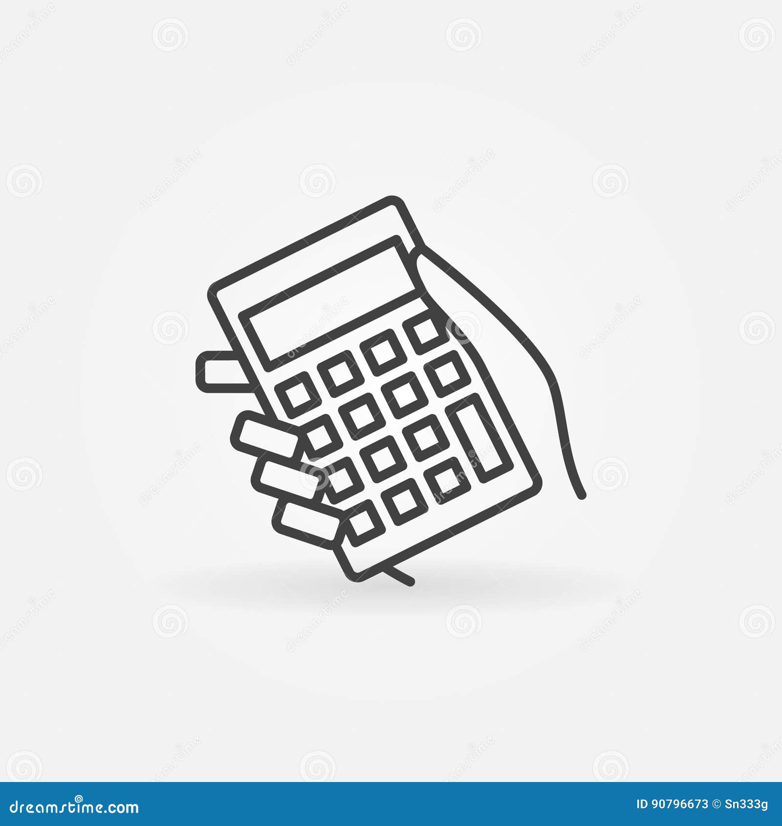 Calculator in hand icon stock vector. Illustration of symbol - 90796673