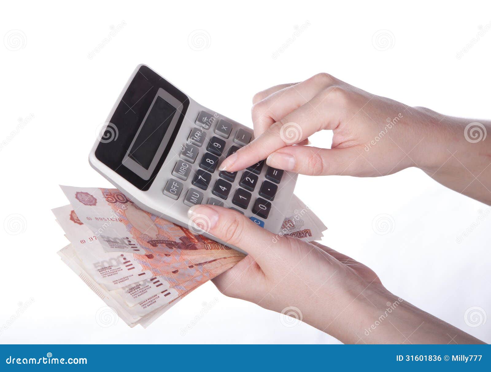 Calculator in hand stock photo. Image of calculator, hand - 31601836