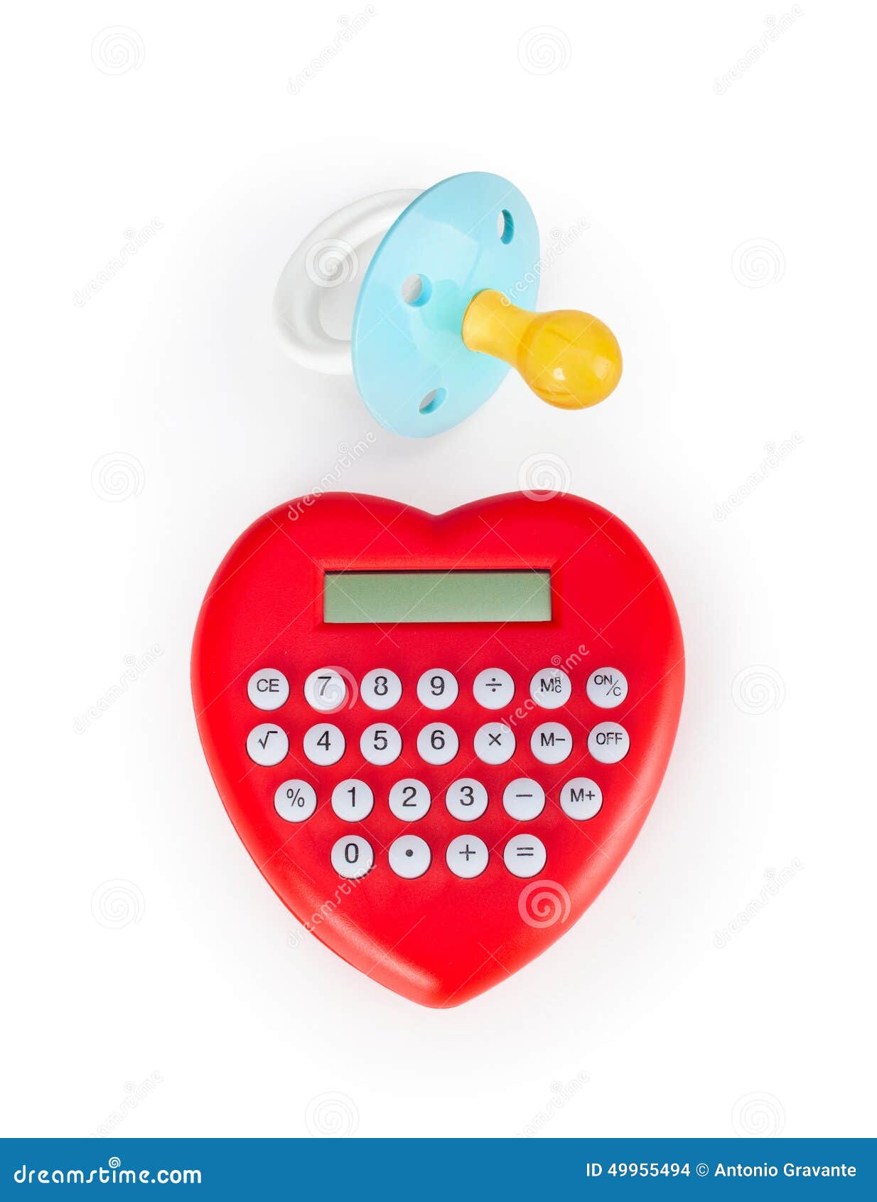 Calculator Heart Shaped and Pacifier. Stock Photo - Image of isolated ...