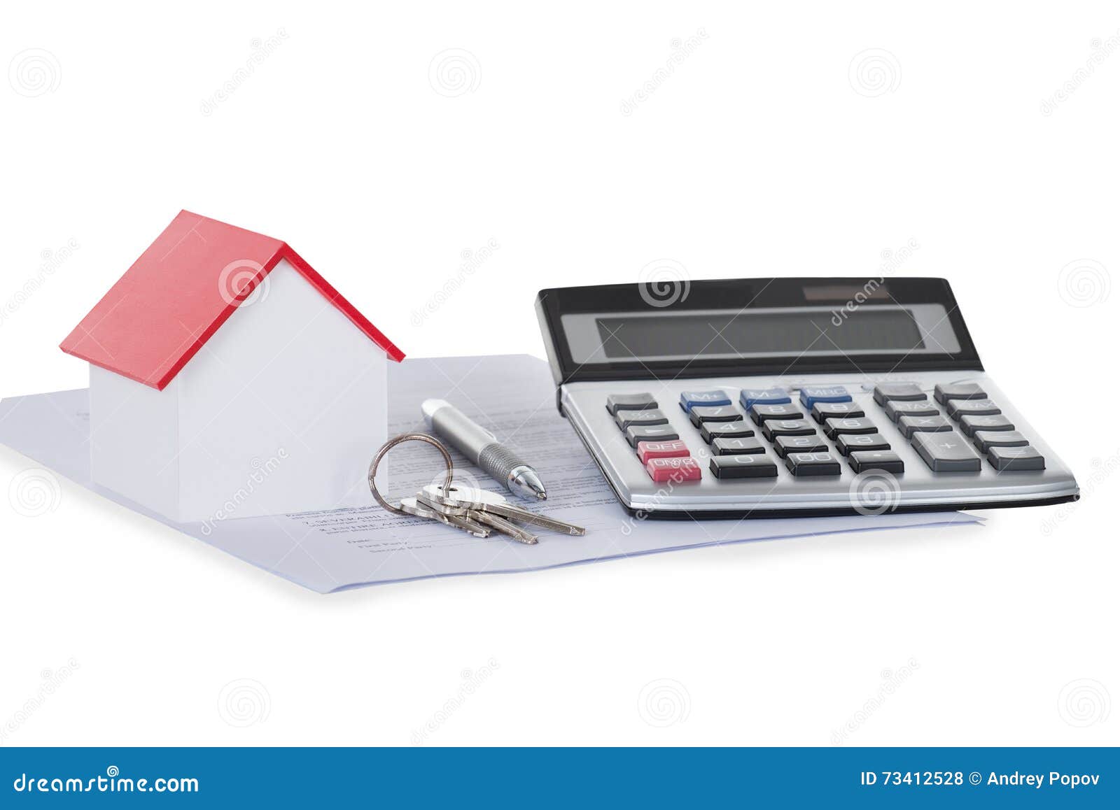 Calculator with House Model and Documents Stock Photo - Image of ...