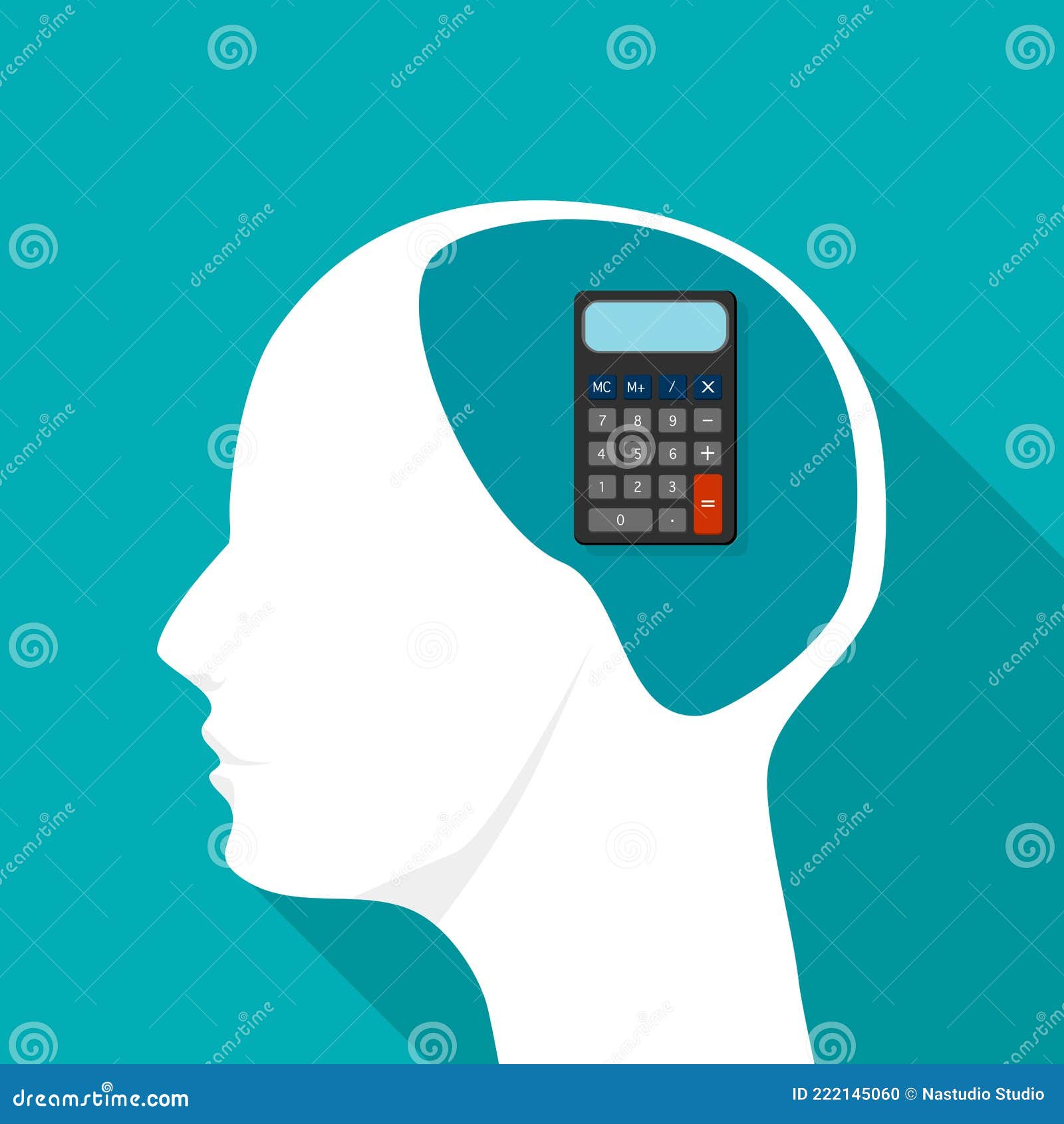 The Calculator is in the Human Head. Brain Concept with Calculation ...