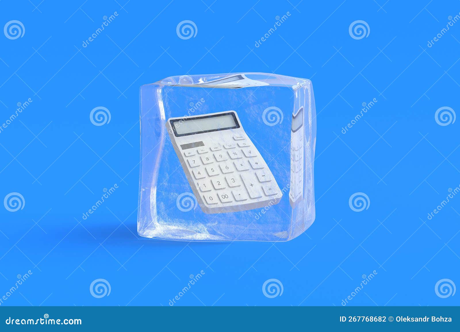 Calculator in ice cube stock illustration. Illustration of income ...