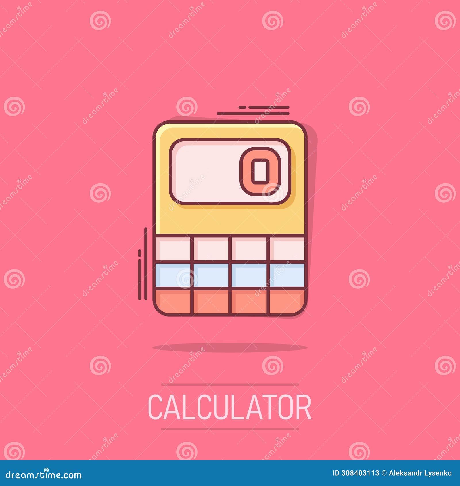 Calculator Icon in Comic Style. Calculate Cartoon Vector Illustration ...