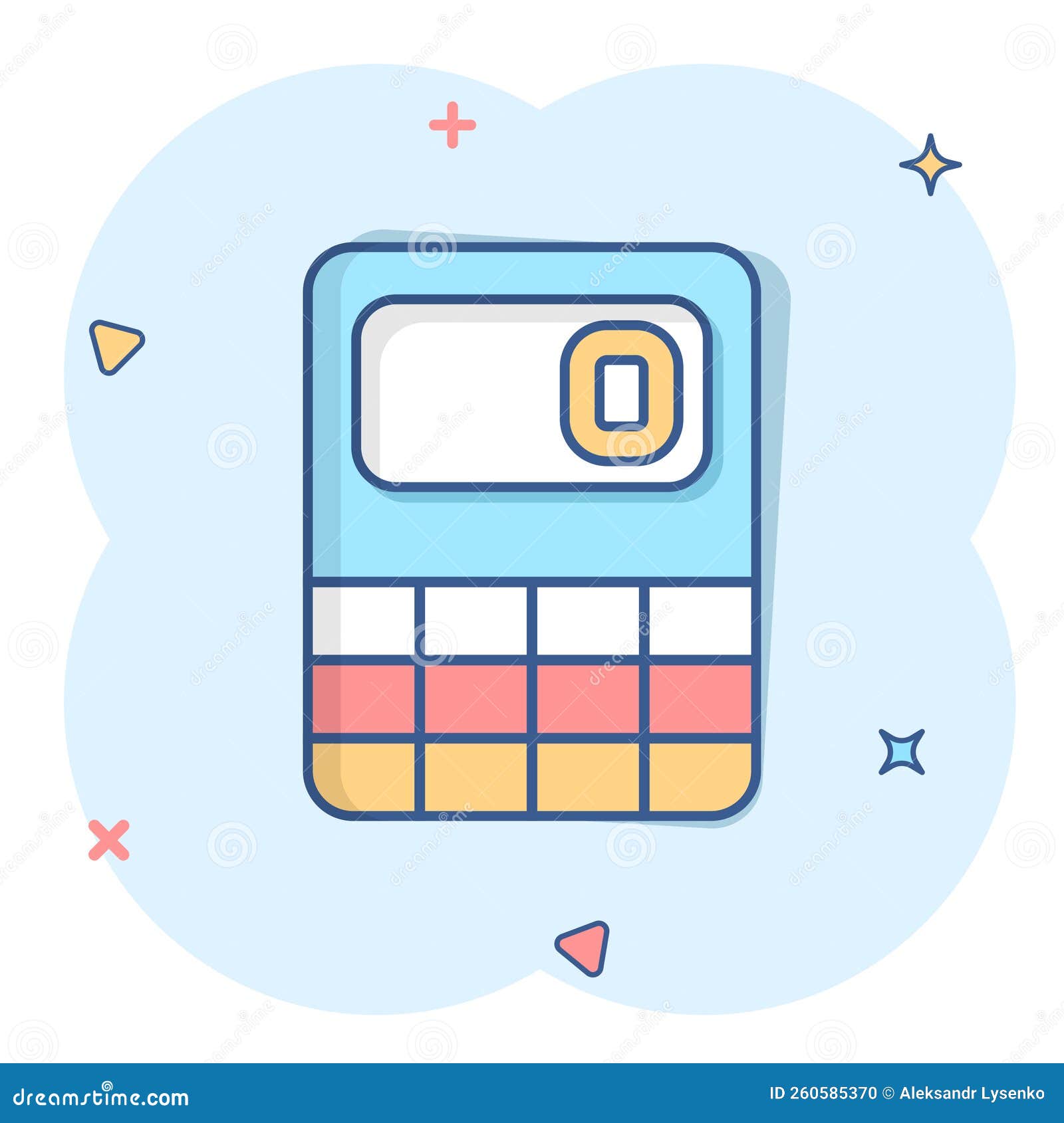 Calculator Icon in Comic Style. Calculate Cartoon Vector Illustration ...