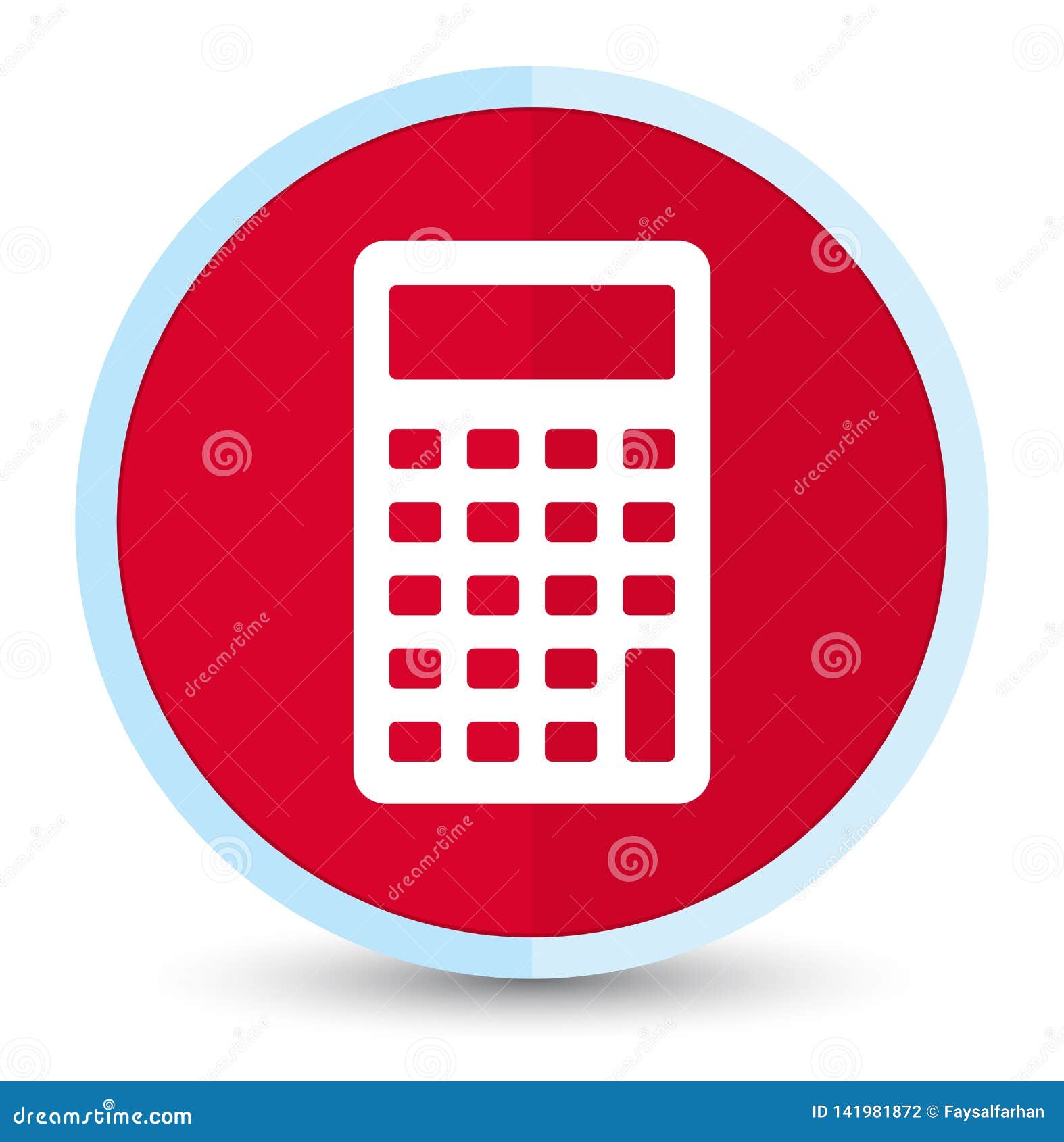 Calculator Icon Flat Prime Red Round Button Stock Vector - Illustration ...
