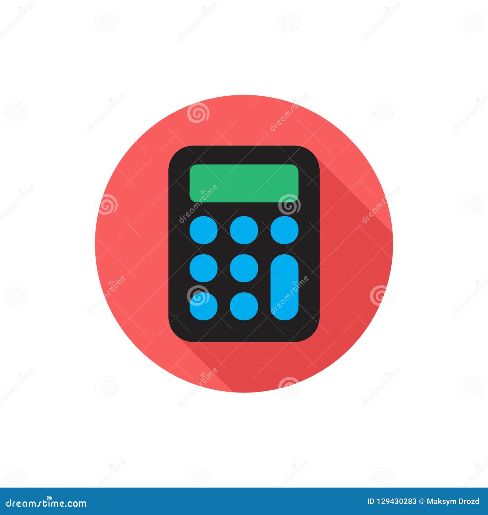Calculator Icon in Flat Style in Circle with Shadow, Vector. Stock ... Calculator Icon in Flat Style in Circle with Shadow, Vector. Stock ...
