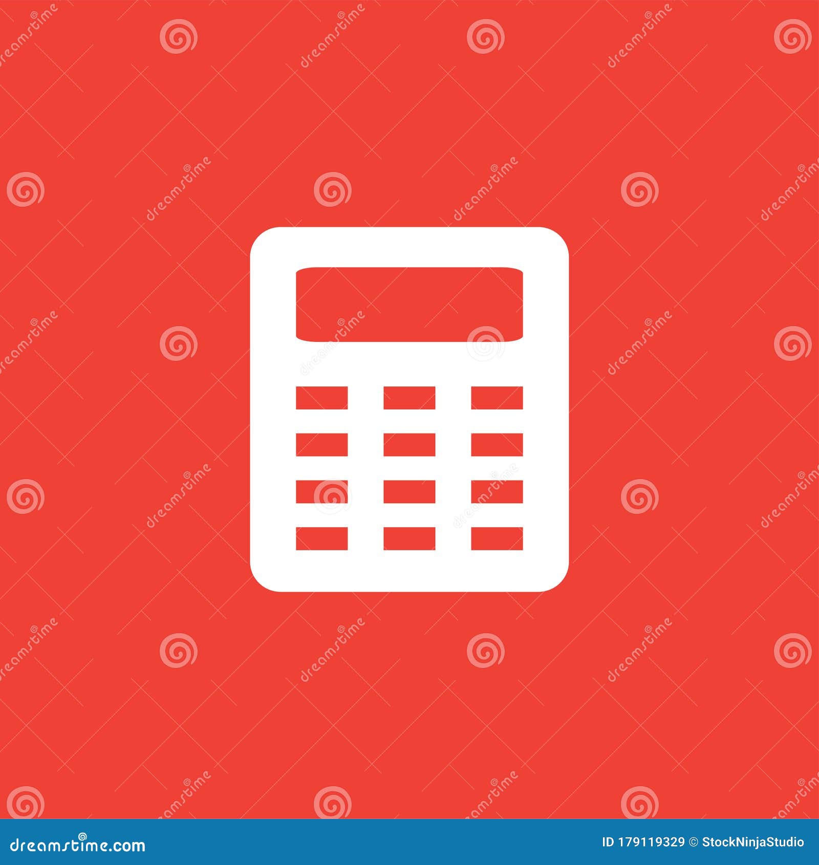 Calculator Icon on Red Background. Red Flat Style Vector Illustration ...