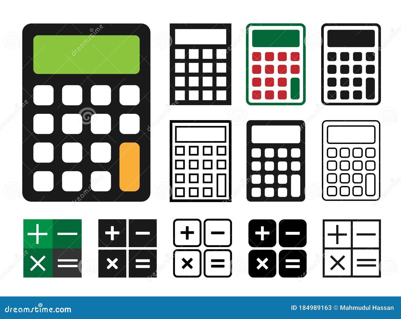 Calculator Icon Set. Flat Calculator Symbol, Illustration â€“ Vector ...