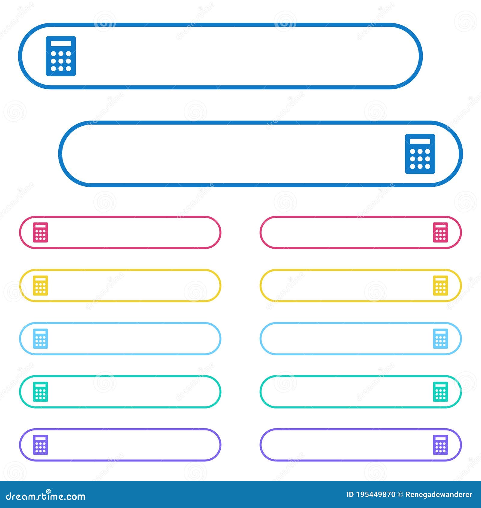Calculator Icons In Rounded Color Menu Buttons Stock Vector