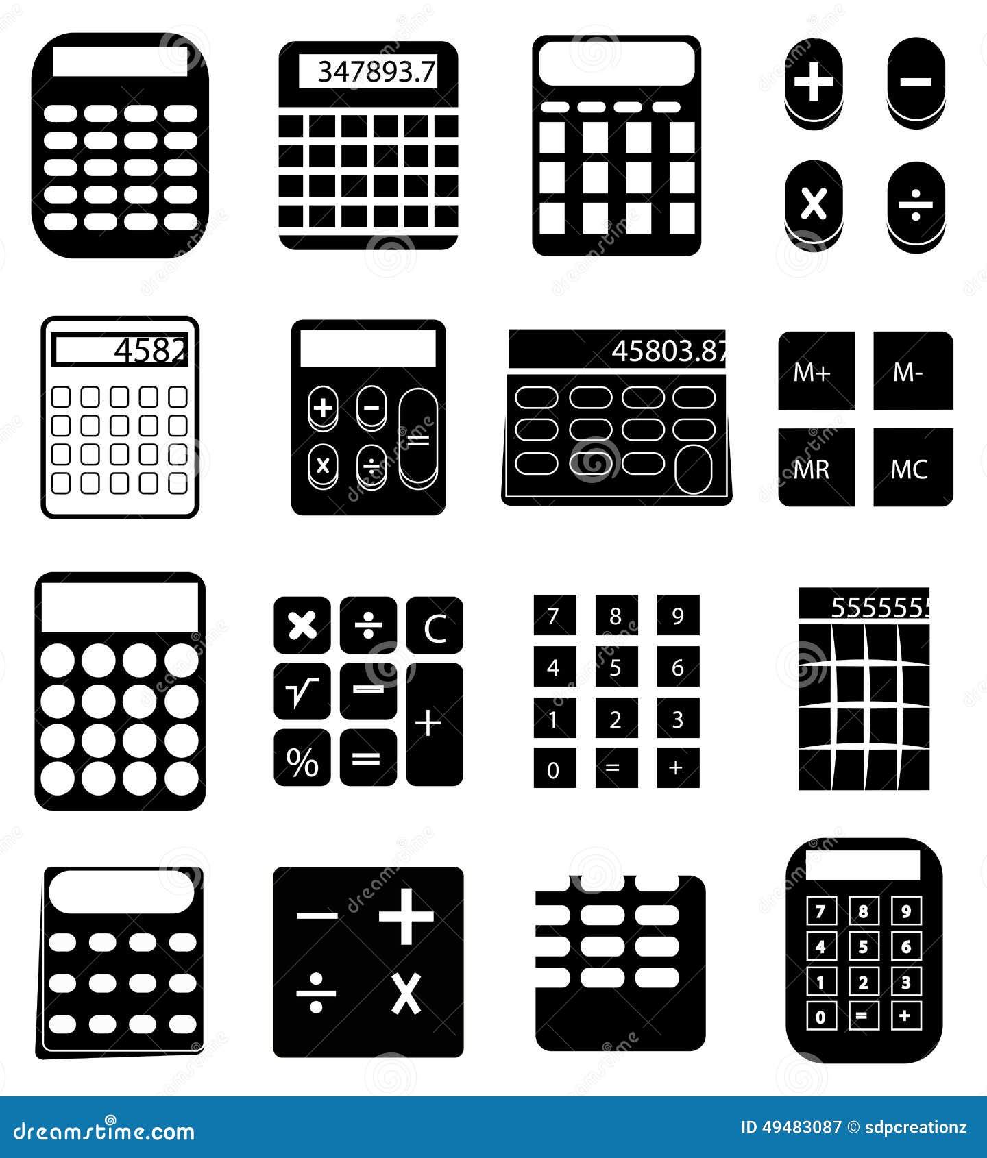 Calculator icons set stock vector. Illustration of object - 49483087