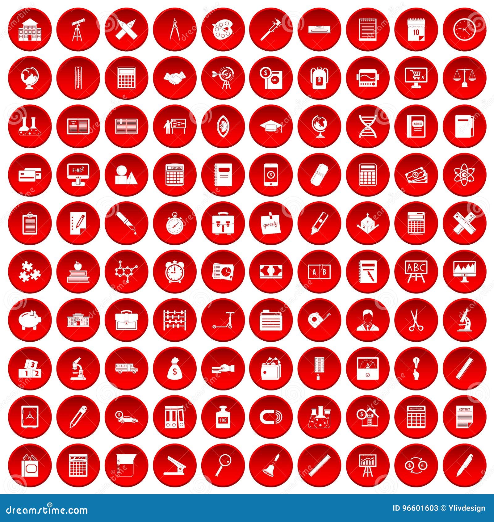 100 Calculator Icons Set Red Stock Vector - Illustration of documents ...