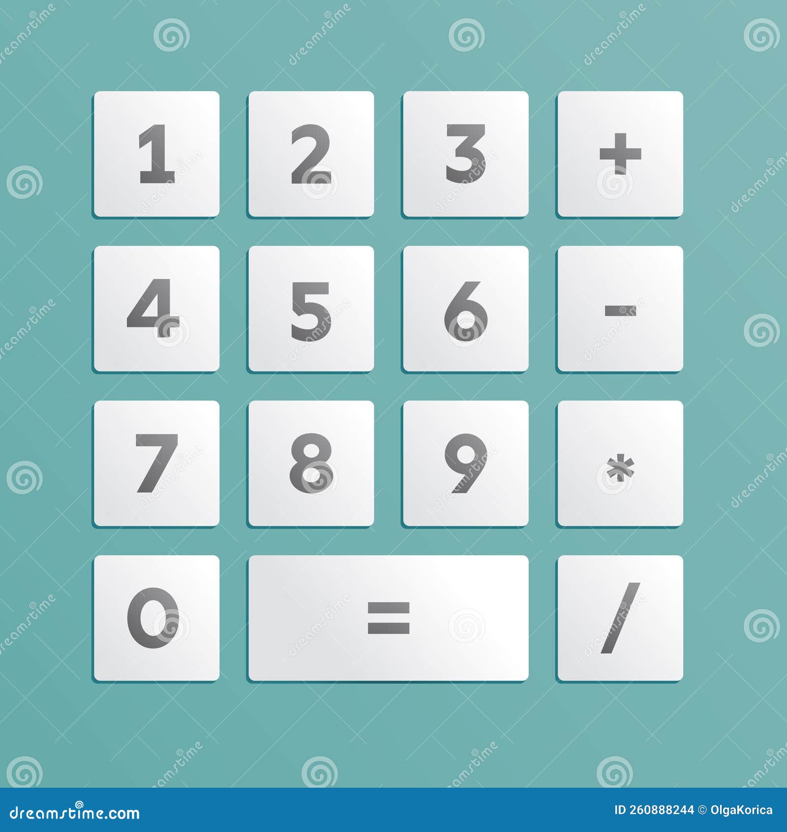 Calculator Interface Design Blue Turquoise Background, Buttons with ...