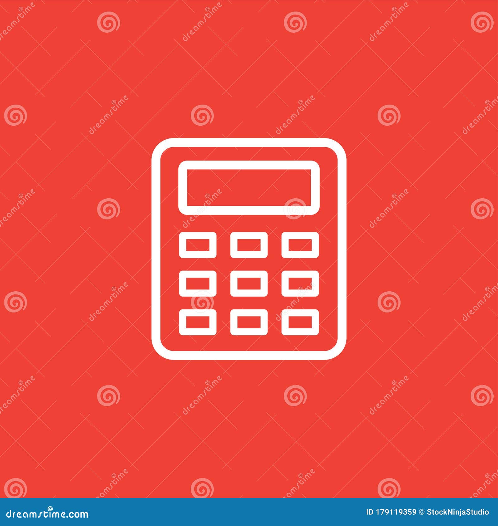 Calculator Line Icon on Red Background. Red Flat Style Vector ...