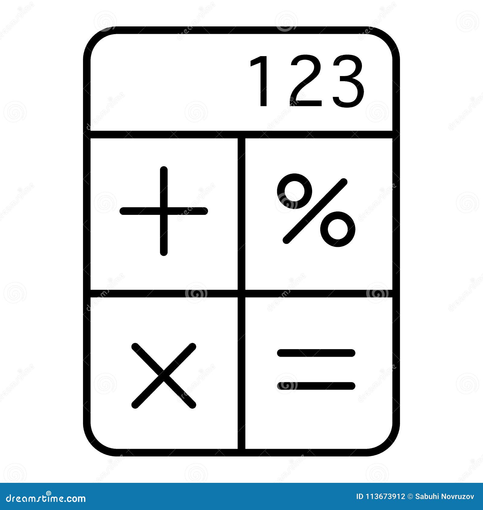 Calculator Line Vector Icon. Flat Outline Style. Isolated on White ...