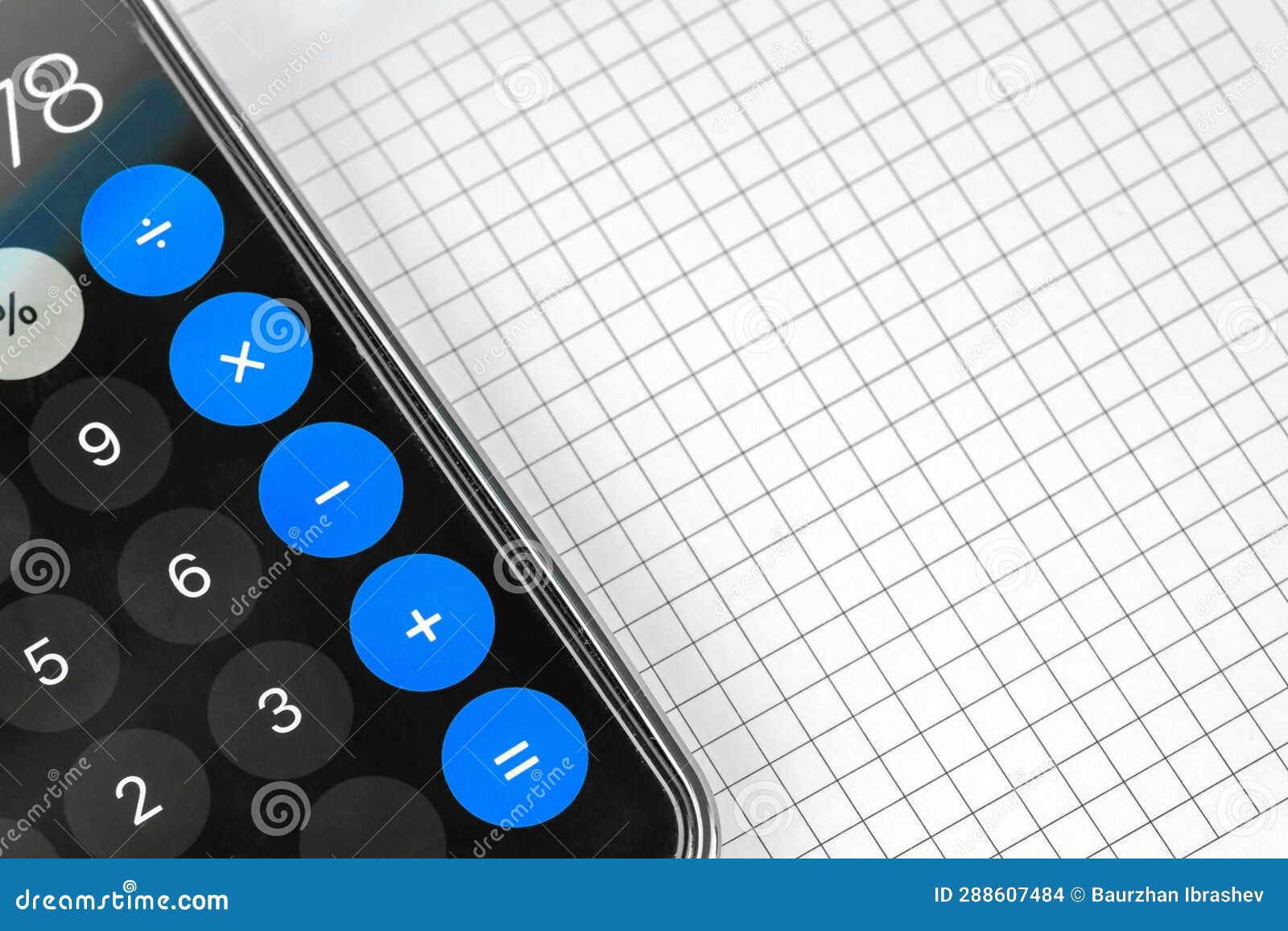 Calculator Lying on Blank Sheet of Maths Paper Closeup. Education ...