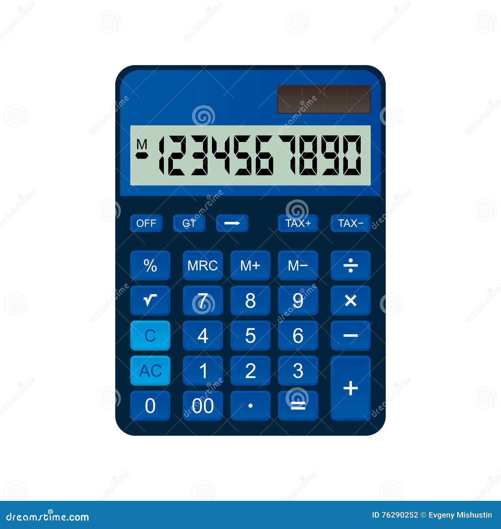 Calculator is Made of Blue Plastic. Stock Vector - Illustration of ...