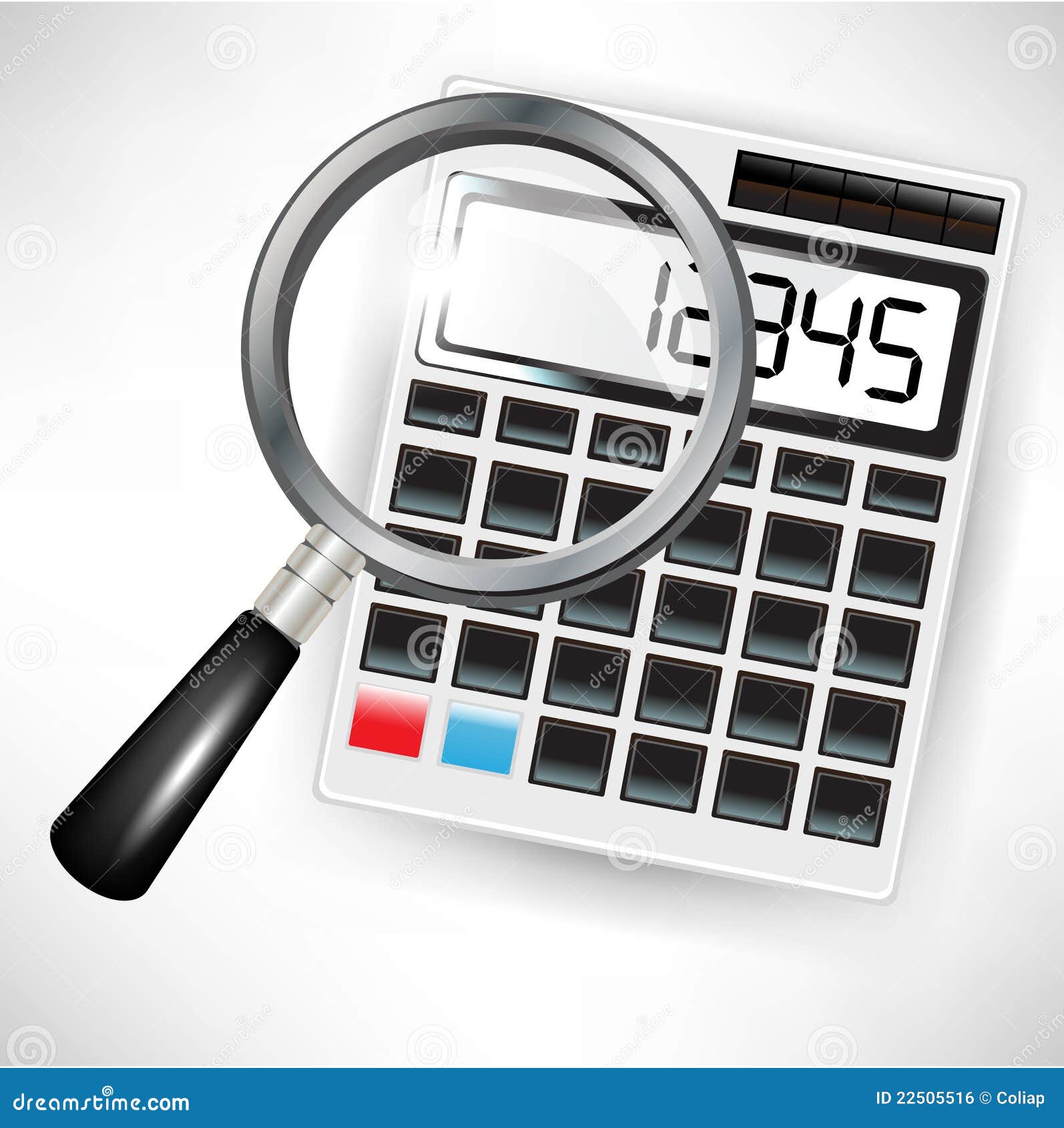 Calculator and Magnifying Glass Stock Vector - Illustration of hand ...