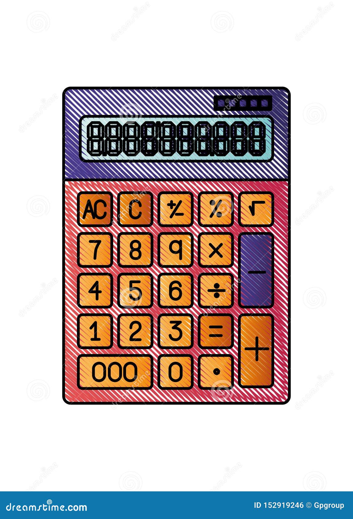 Calculator Math Device Doodle Hand Drawn Icon. Outline Drawing ...