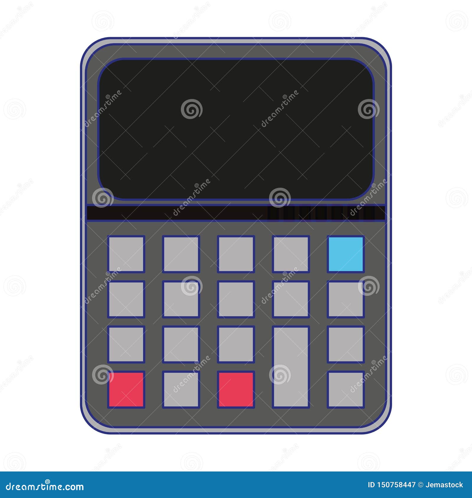 Calculator Math Device Isolated Symbol Blue Lines Stock Vector ...