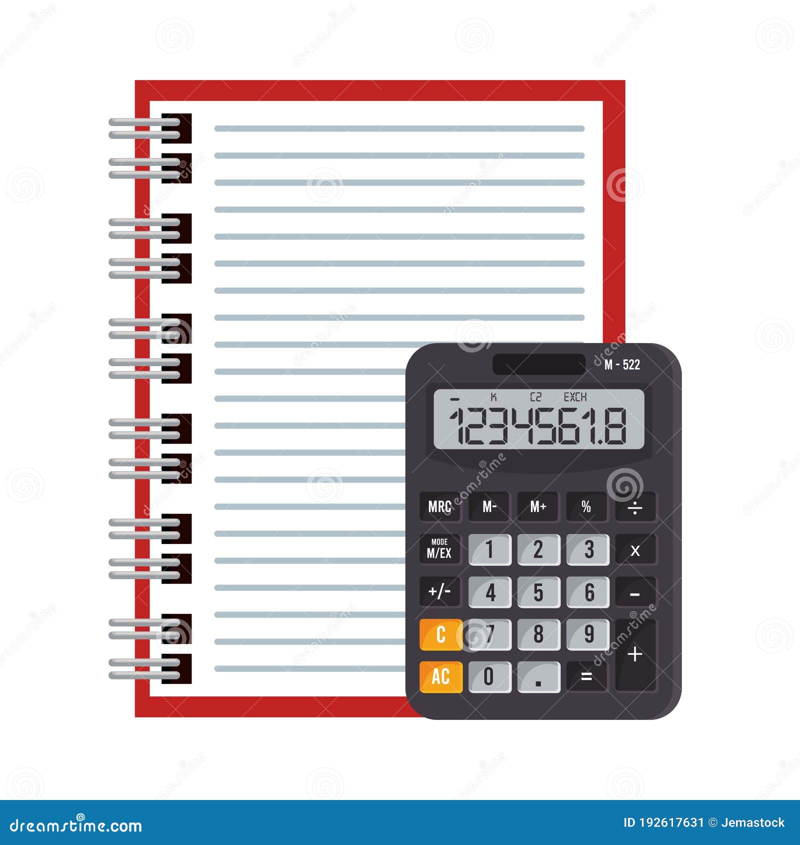Calculator Math Device with Notebook Stock Vector - Illustration of ...