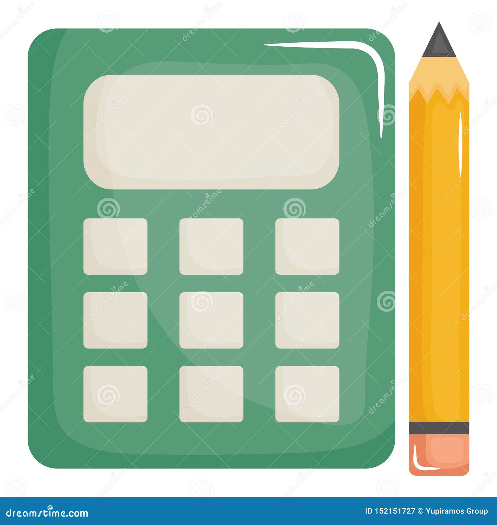Calculator Math Device with Pencil Stock Vector - Illustration of ...
