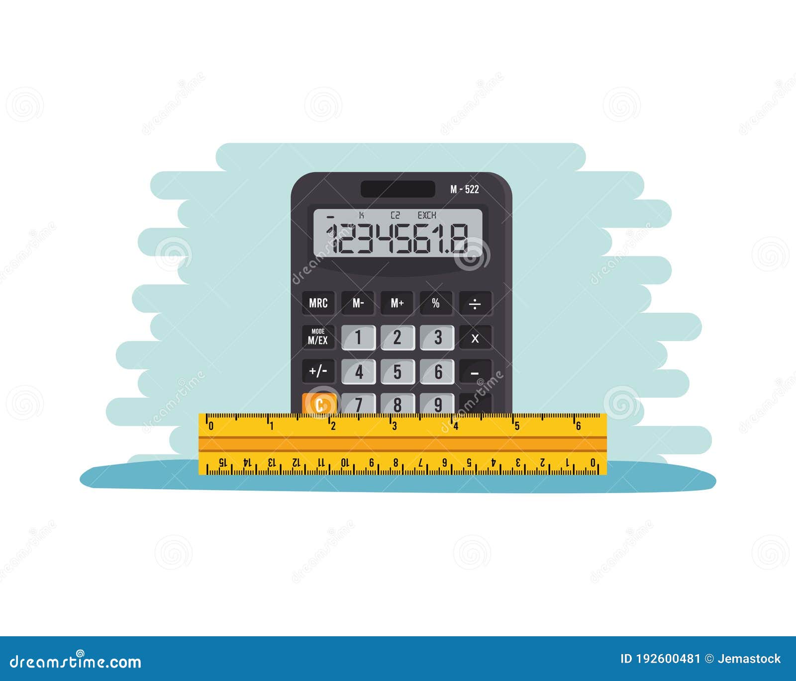 Calculator Math Device with Rule Supplies Stock Vector - Illustration ...