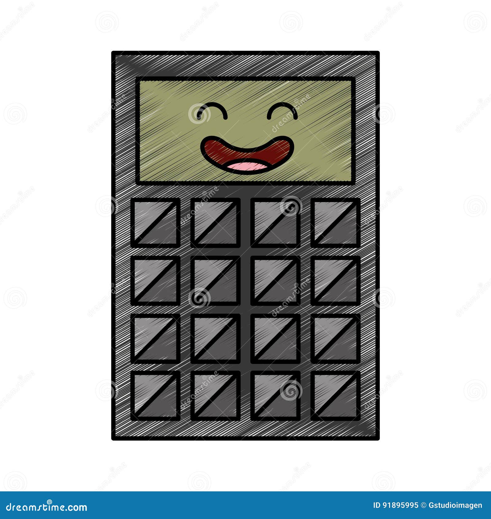 Calculator Math Kawaii Character Stock Vector - Illustration of ...