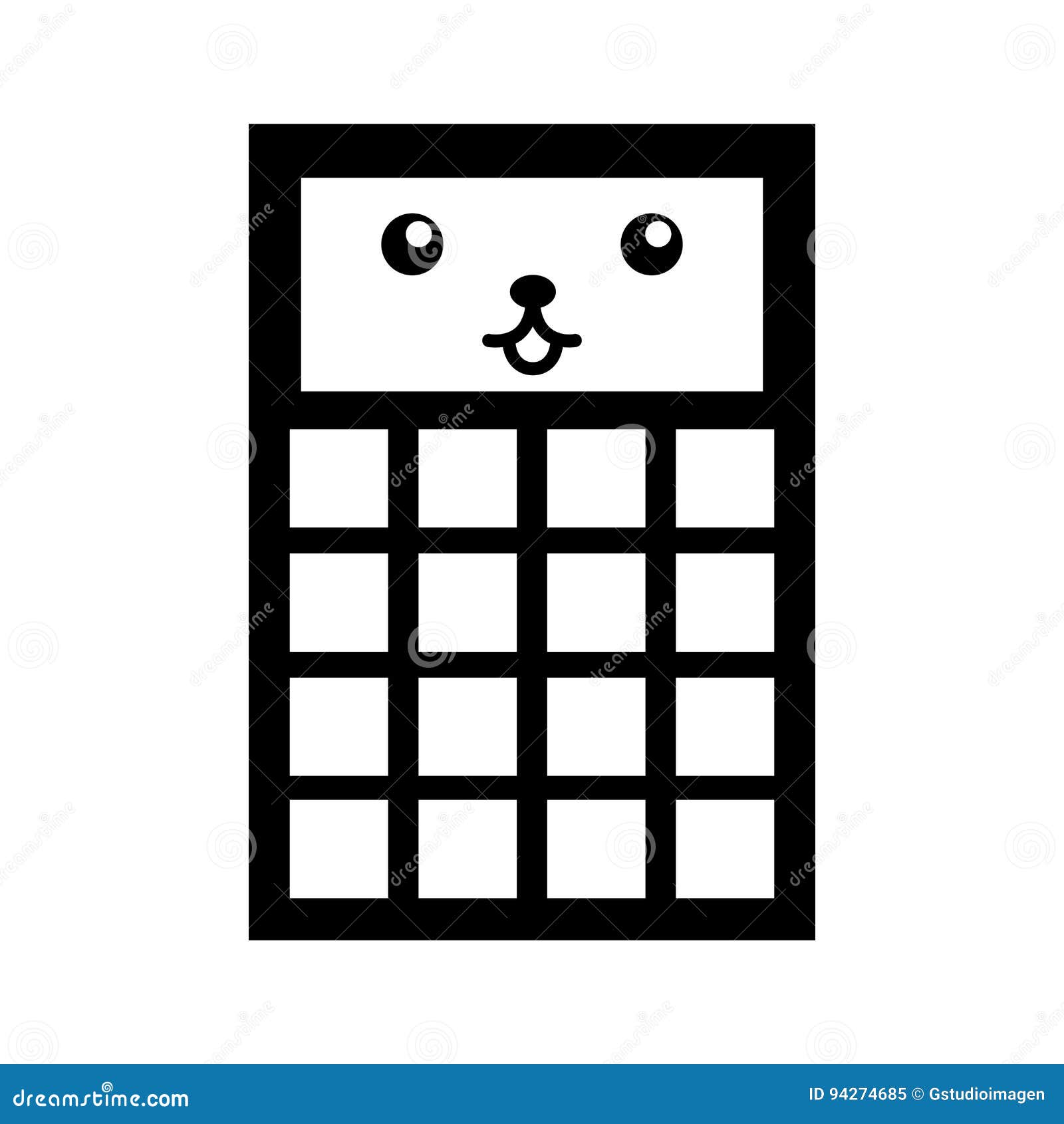 Calculator Math Kawaii Character Stock Vector - Illustration of digital ...