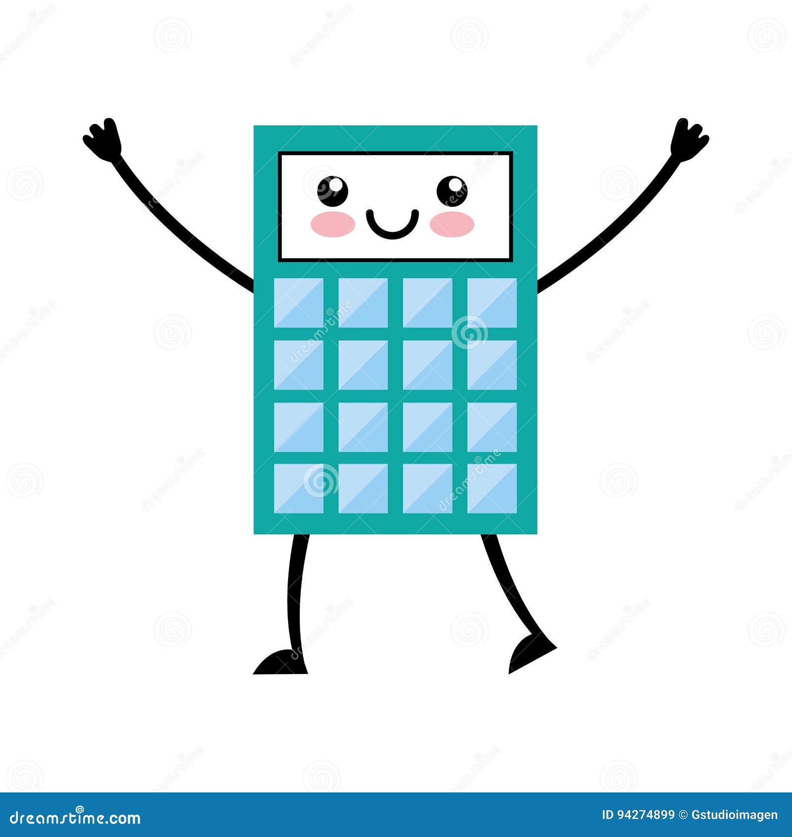 Calculator Math Kawaii Character Stock Vector - Illustration of flat ...