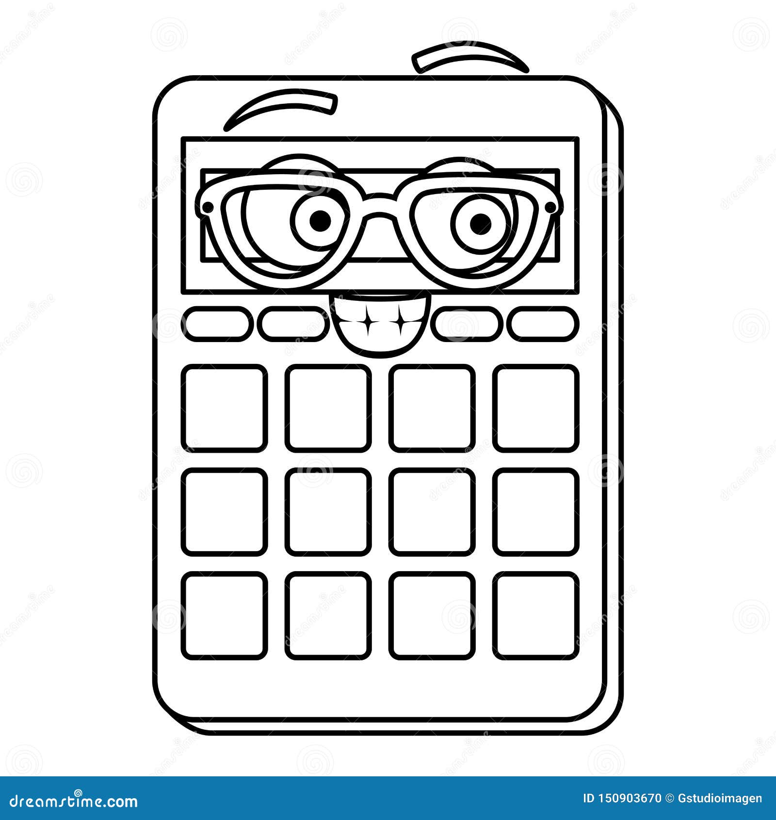 Calculator Math Kawaii Comic Character Stock Illustration ...