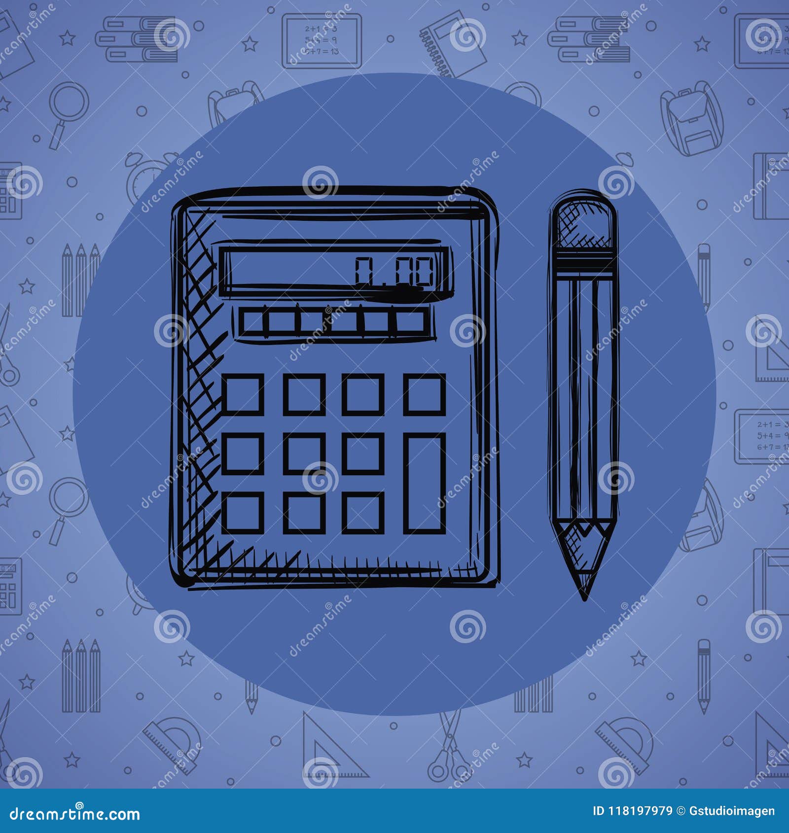 Calculator Math with Pencil Drawing Stock Vector - Illustration of ...