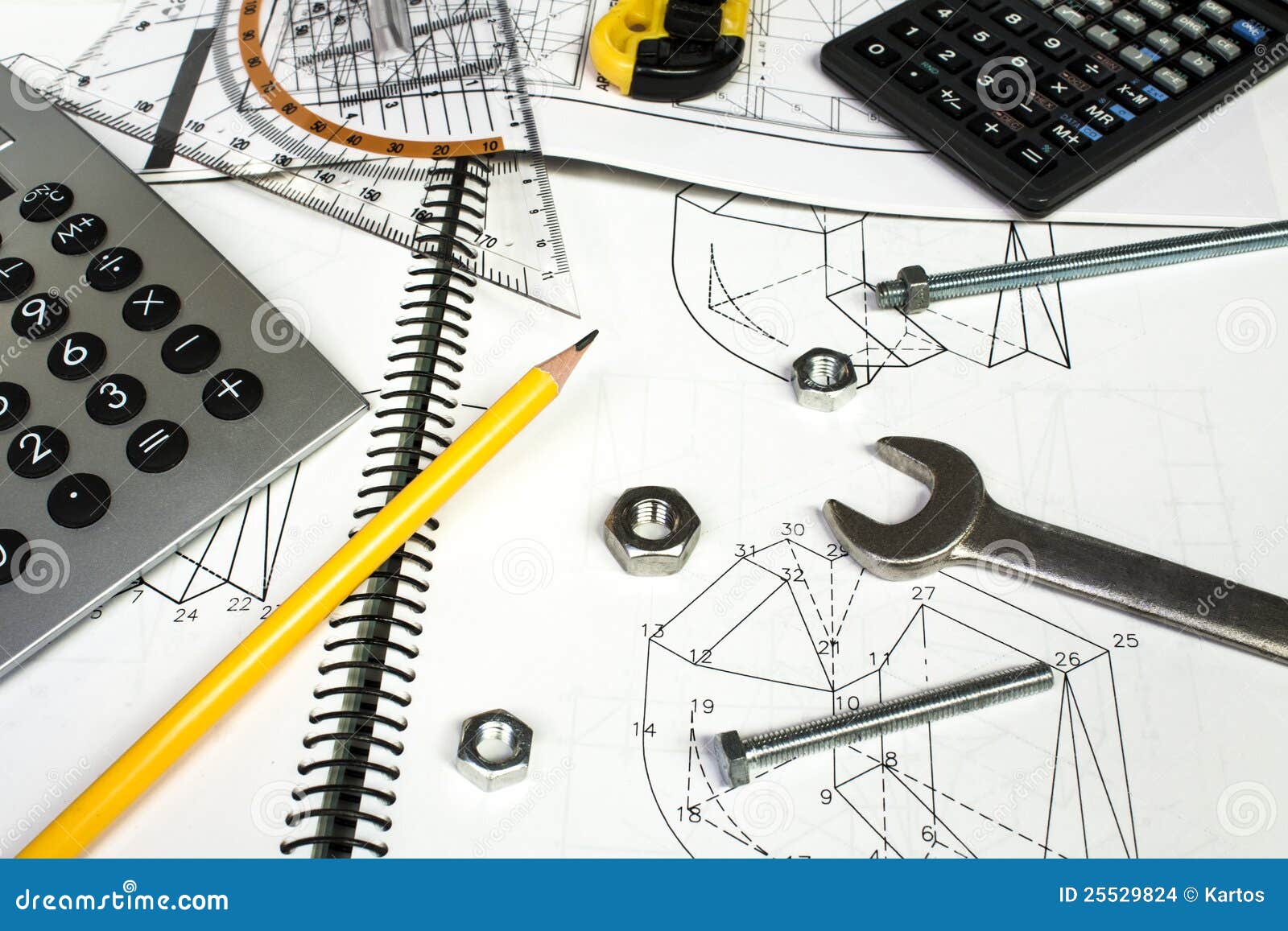 Calculator and Measuring Equipment Stock Photo - Image of engineer ...