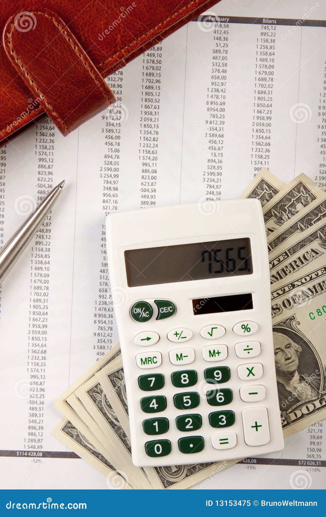 Calculator and Money stock image. Image of accounting - 13153475