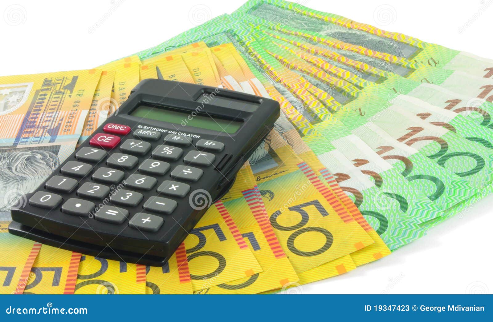 Calculator with money stock image. Image of transaction - 19347423