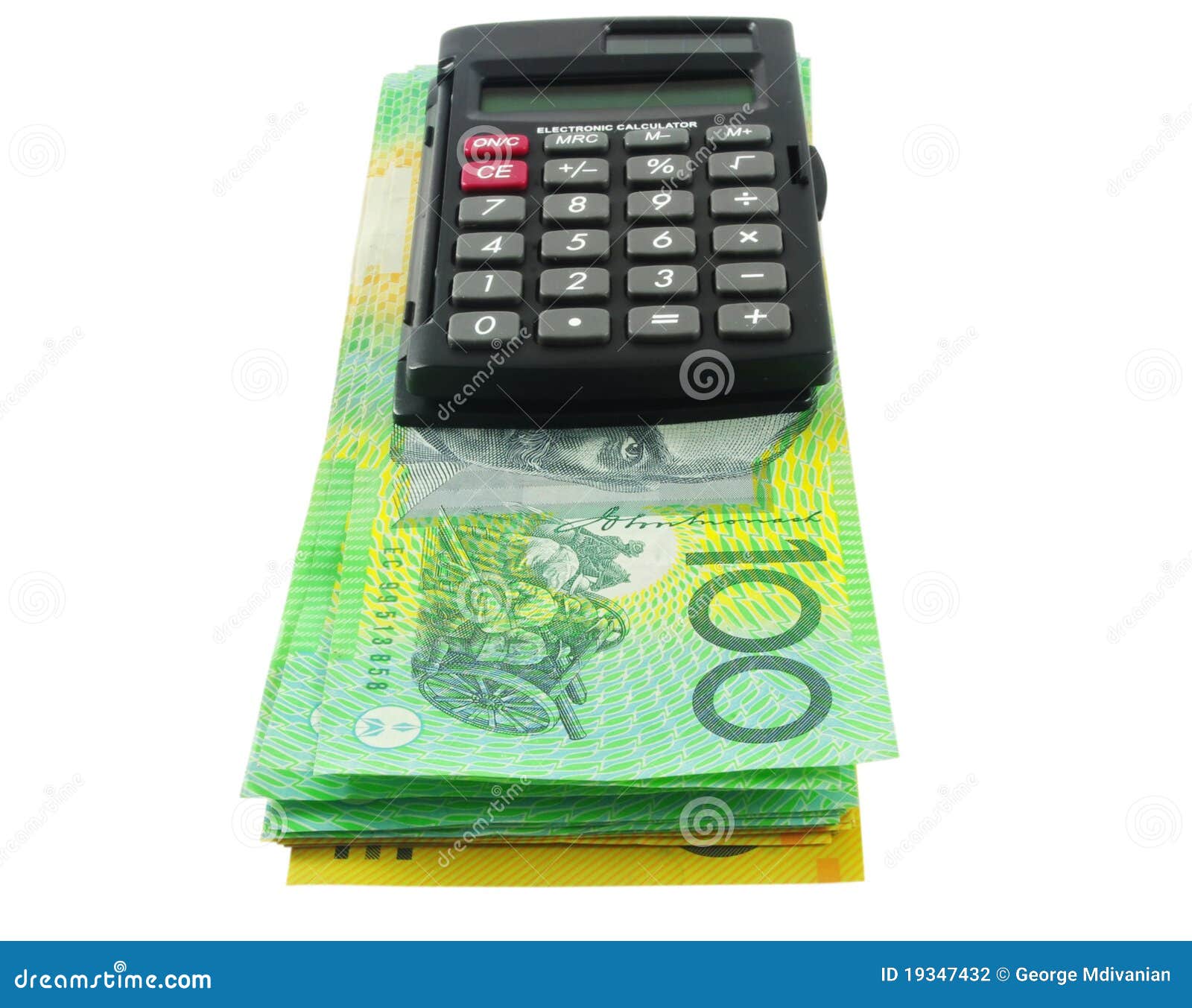 Calculator with money stock photo. Image of isolated - 19347432