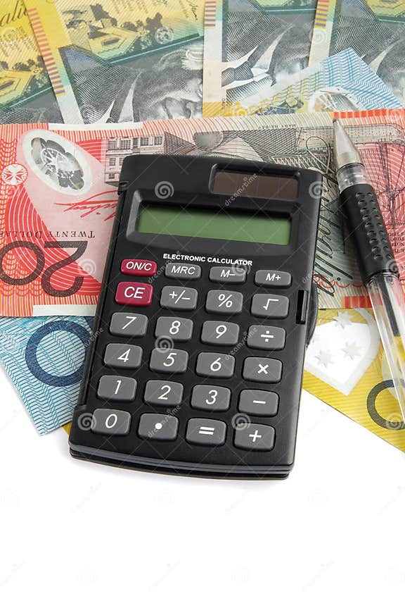 Calculator with money stock image. Image of blue, spend - 25609609