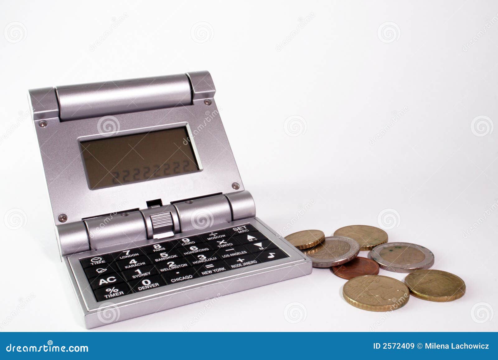 Calculator and money stock image. Image of button, data - 2572409