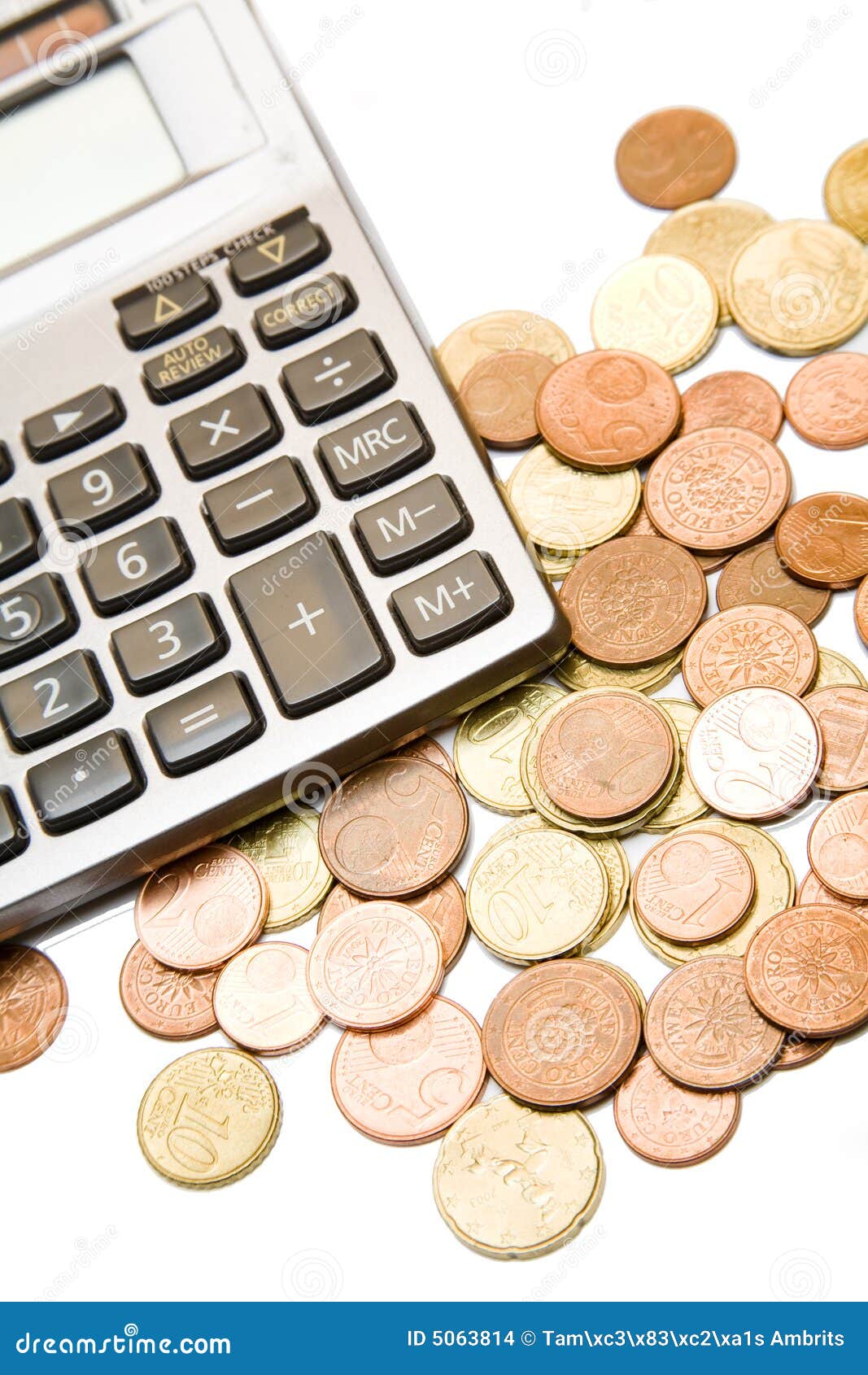 Calculator and money stock photo. Image of note, coin - 5063814