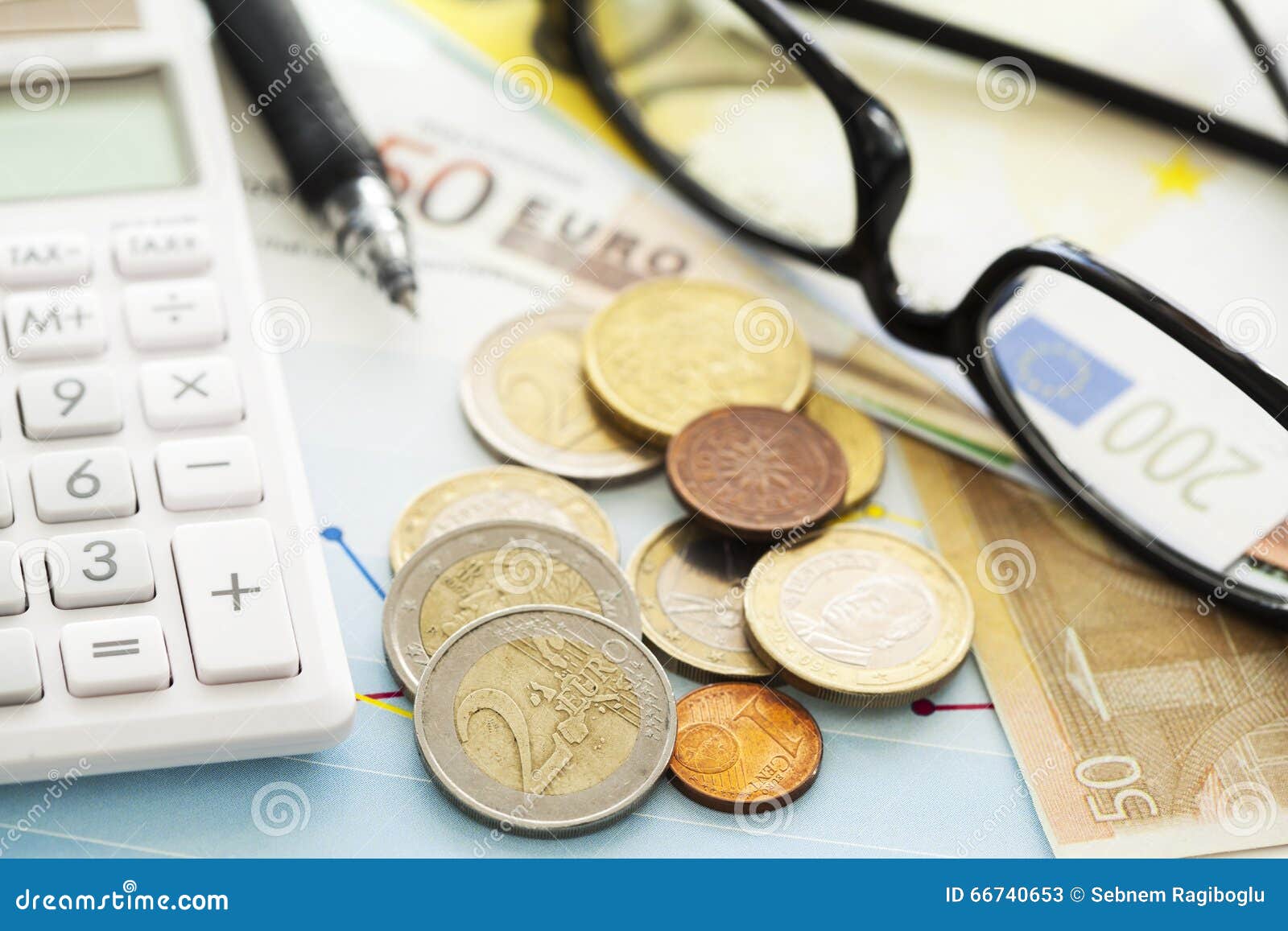 Calculator and money stock image. Image of money, account - 66740653