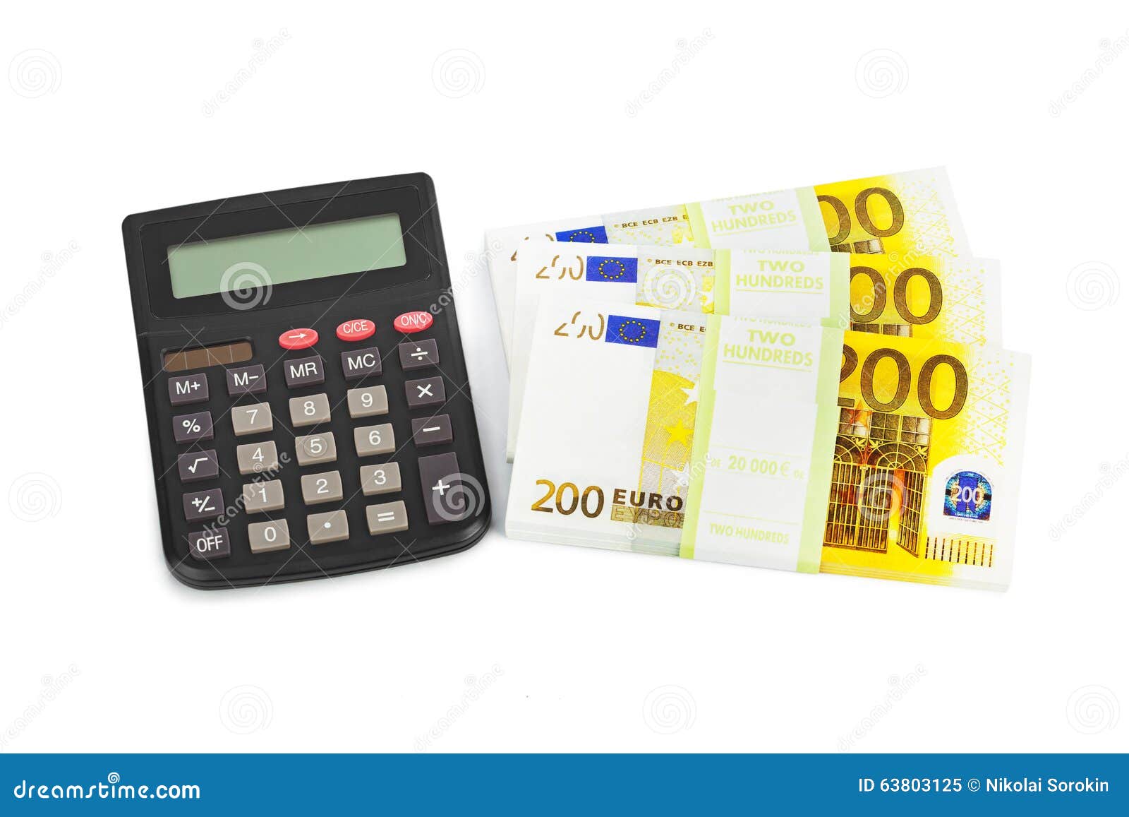 Calculator and money stock image. Image of currency, isolated - 63803125