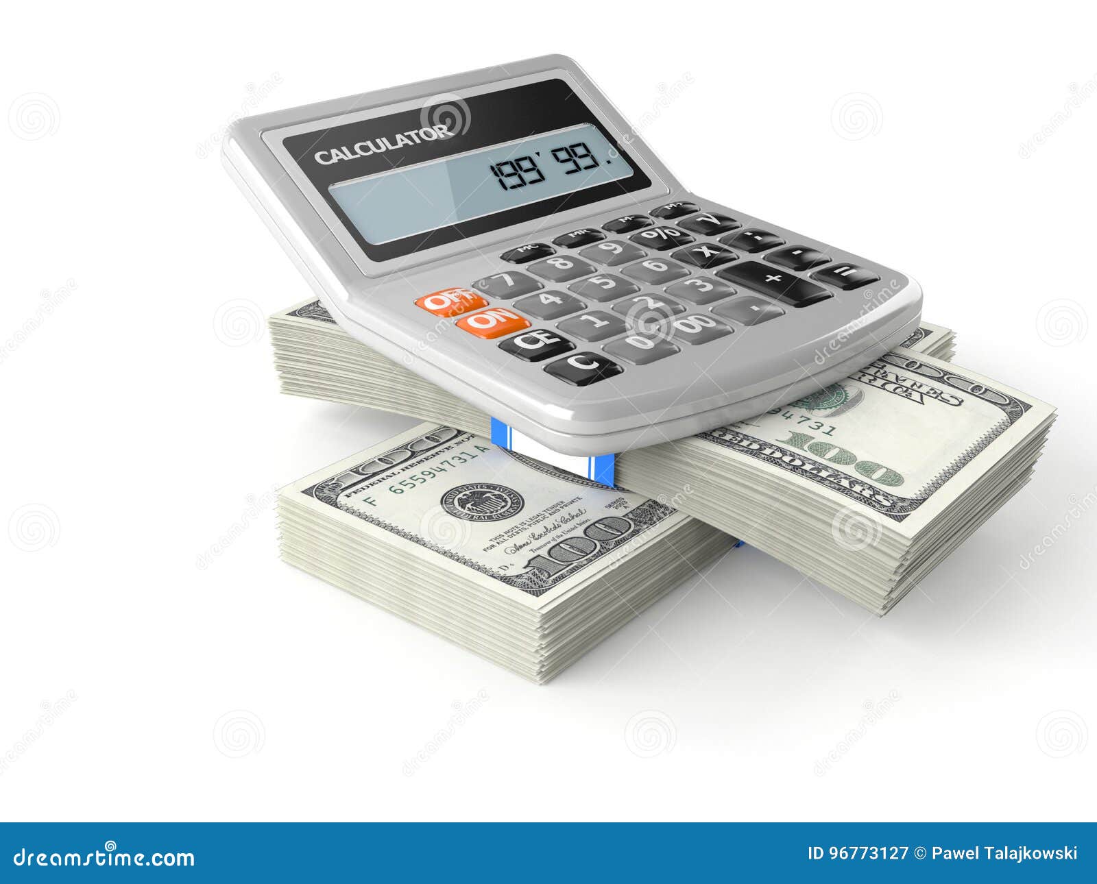 Calculator with money stock illustration. Illustration of earnings ...