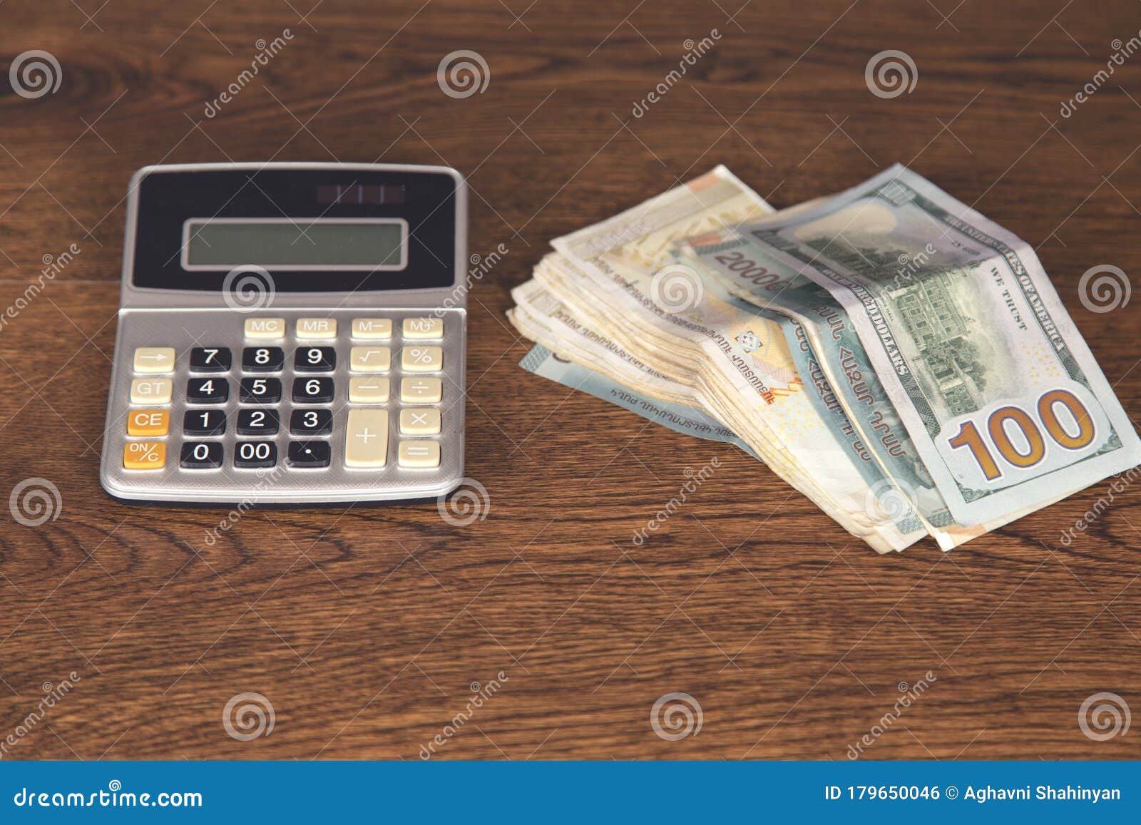 Calculator and Money on Table Stock Photo - Image of calculate, economy ...
