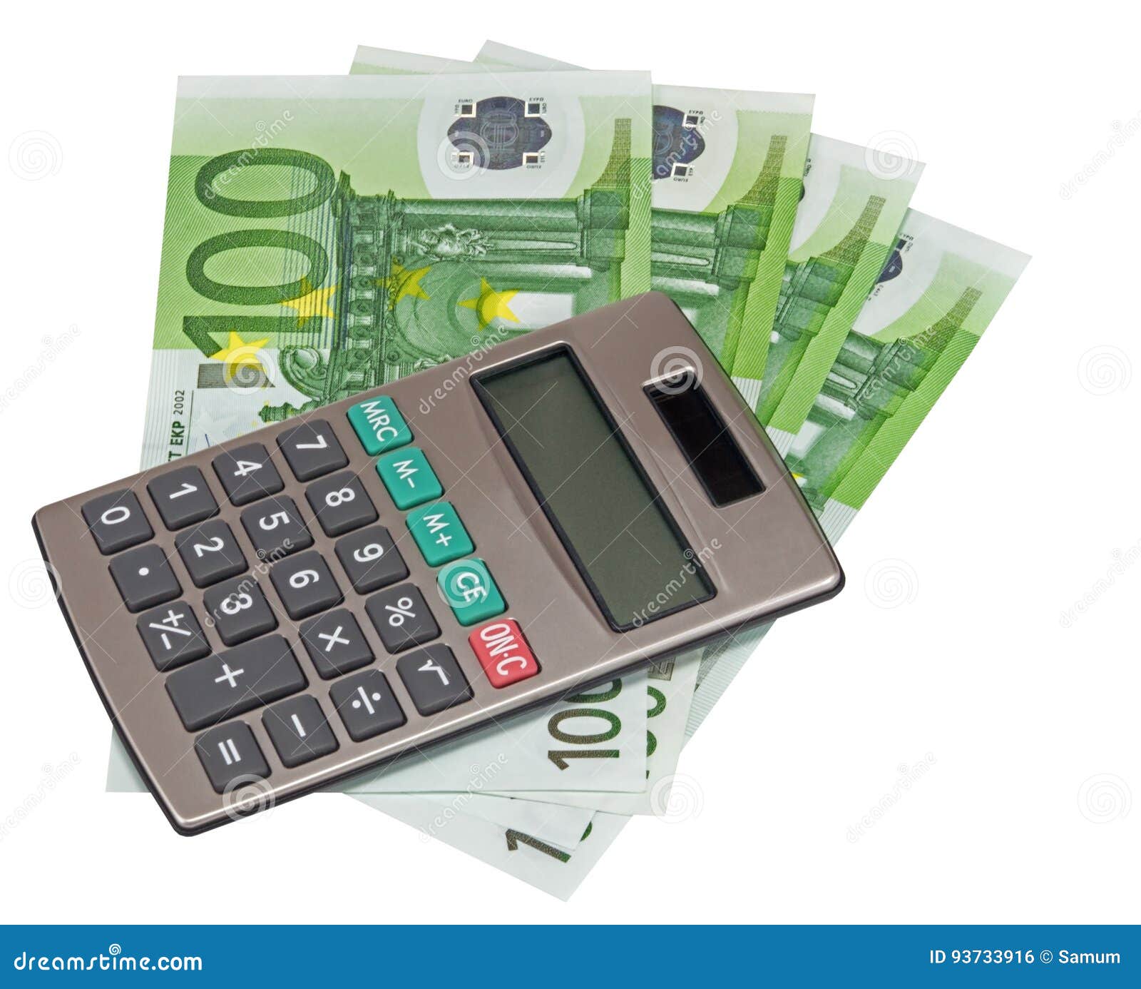 Calculator and money stock photo. Image of finance, salary - 93733916