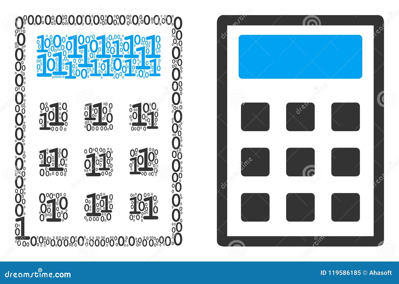 Calculator Mosaic of Binary Digits Stock Vector - Illustration of ...