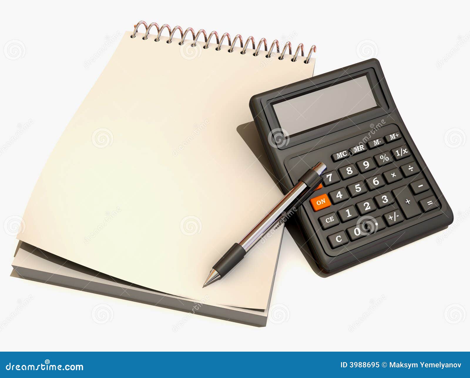 Calculator, Notebook and Pen Stock Illustration - Illustration of data ...