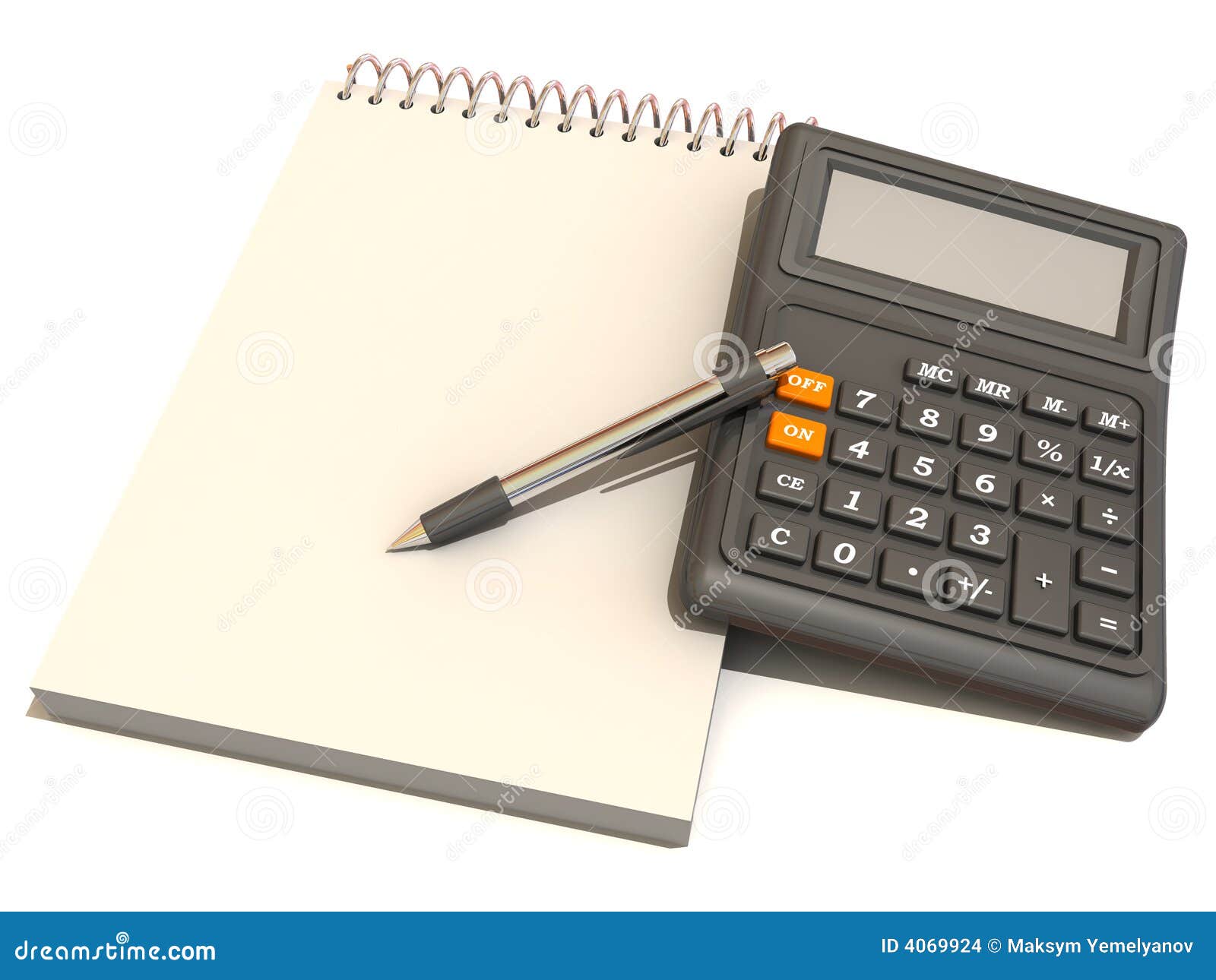 Calculator, Notebook and Pen Stock Illustration - Illustration of ...
