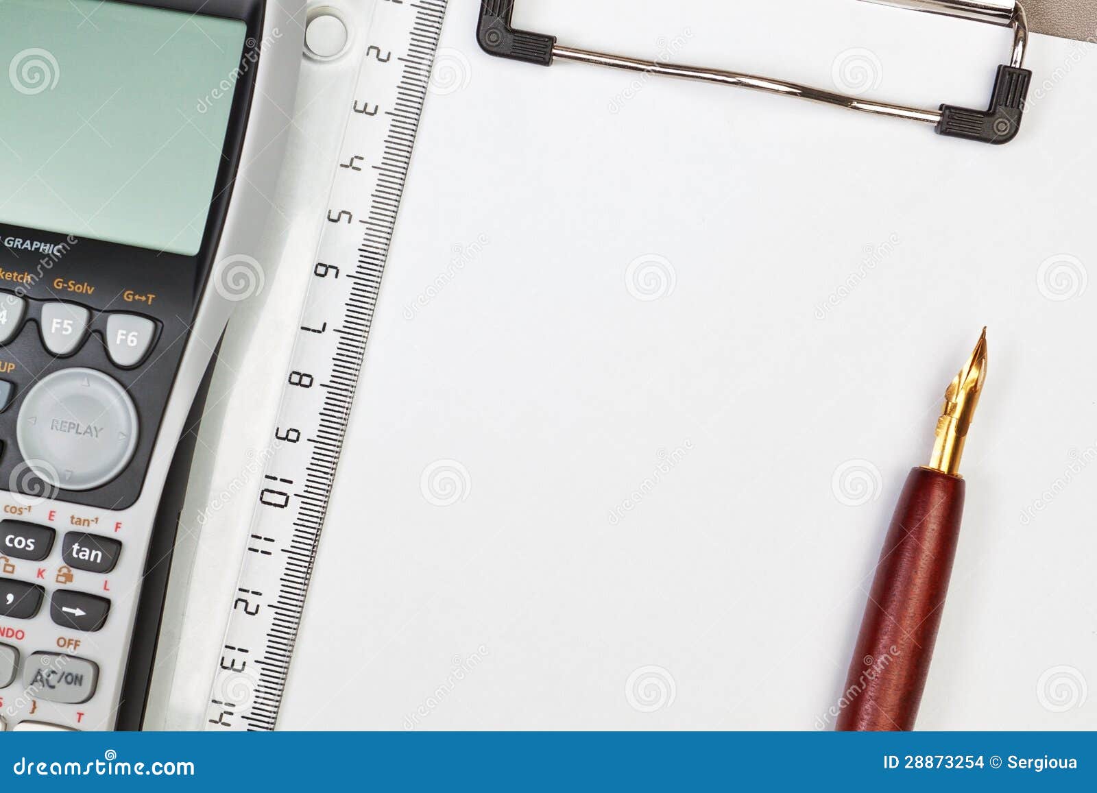 Calculator on the Notebook Pen and a Ruler. Stock Photo - Image of ...