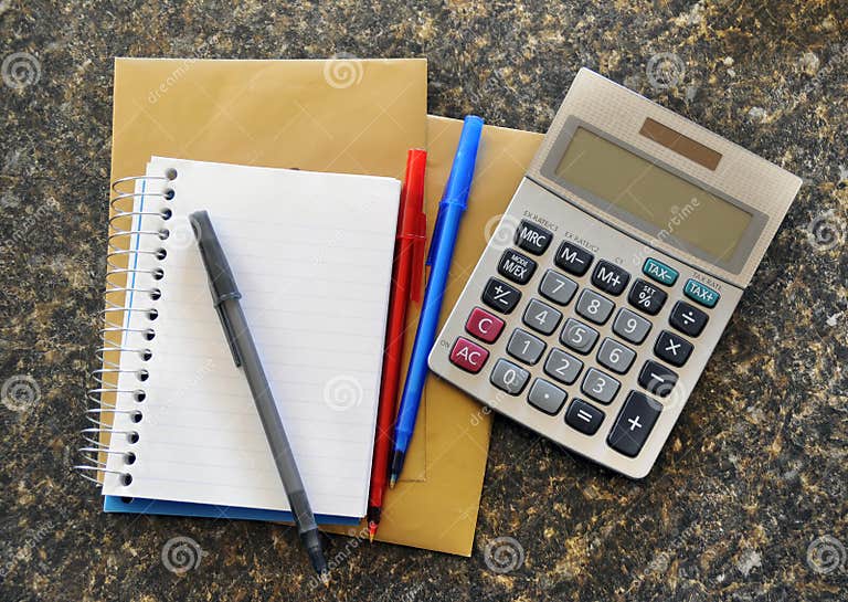 Calculator with notepad stock image. Image of digital - 14473987