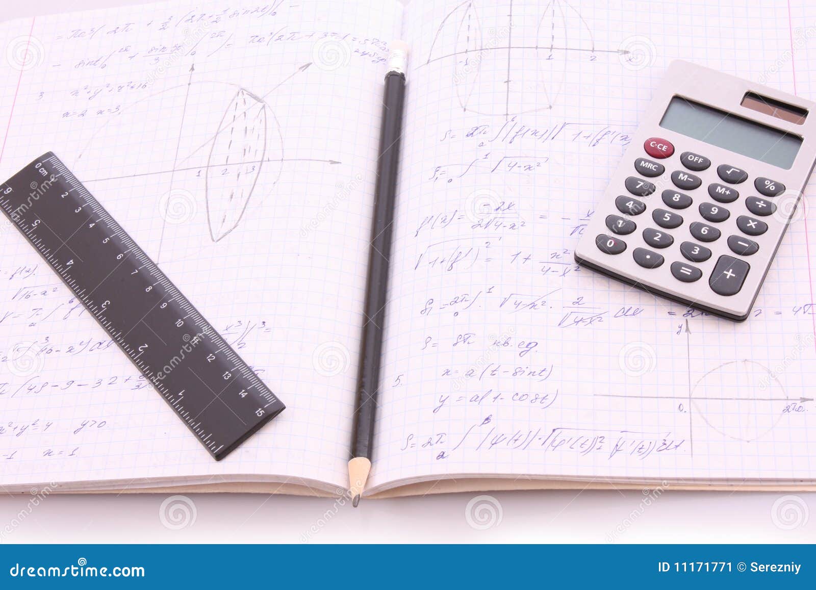 Calculator On Notepad With Calculations Stock Image Image Of Learning