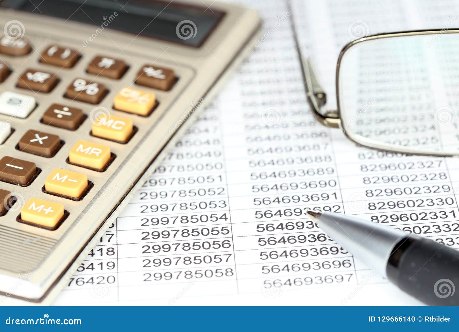 Calculator with numbers stock photo. Image of including - 129666140